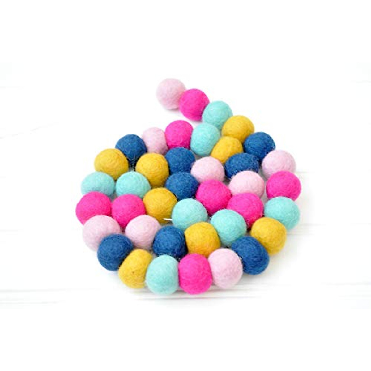 Baby Girl Nursery Garland - Light Pink, Hot Pink, Aqua, Mustard, Navy - 1" (2.5 cm) felt balls