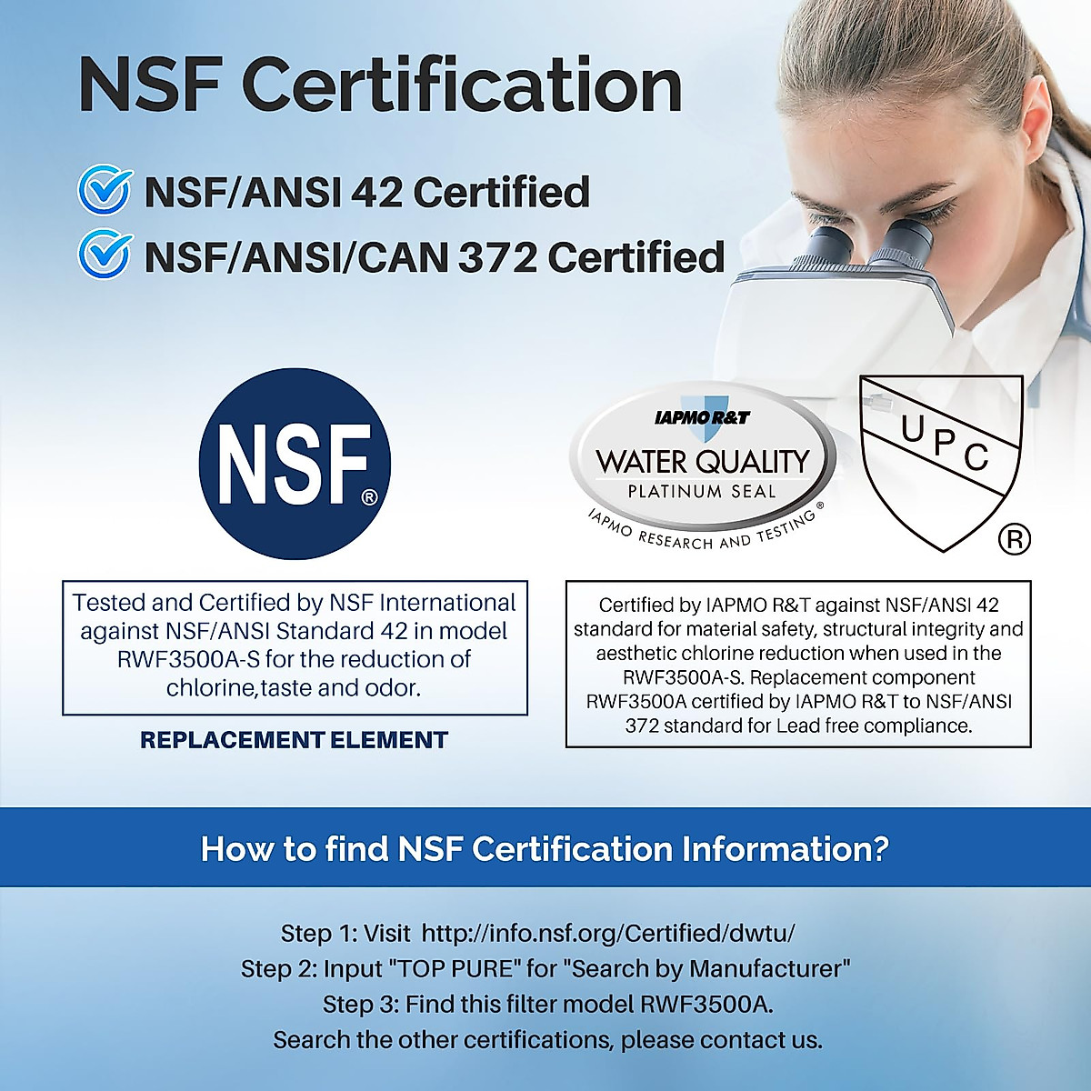 ICEPURE ADQ73613401 Refrigerator Water Filter Replacement for LG LT800P, Kenmore 9490, 46-9490, ADQ73613403, ADQ73613402, LSXS26326S, LSXS26366S, LMXC23746S, LMXC23746D, LMXS30776S, RWF3500A, 5PACK