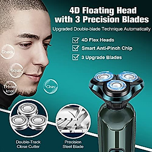 Electric Razor for Men, 2023 Men’s Electric Shavers Rotary LED Display/Waterproof/Rechargeable, Electric Shaver for Men Cordless Floating Head Replaceable Blades Portable Travel Razor Idea Gift