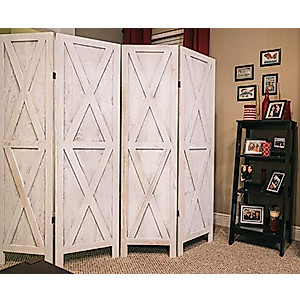 Premium Home Room Divider: Room dividers and Folding Privacy Screens, Privacy Screen, Partition Wall dividers for Rooms, Room Separator, Temporary Wall, Folding Screen, Rustic Barnwood (White X)