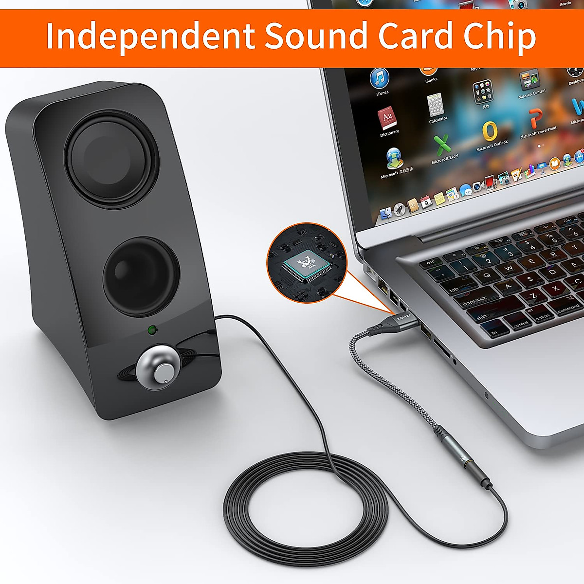 USB to 3.5mm Jack Audio Adapter,USB to Audio Jack Adapter Headset,USB-A to 3.5mm TRRS 4-Pole Female, External Stereo Sound Card for Headphone, Mac, PS4, PS5,PC, Laptop, Desktops and More [6 inch]