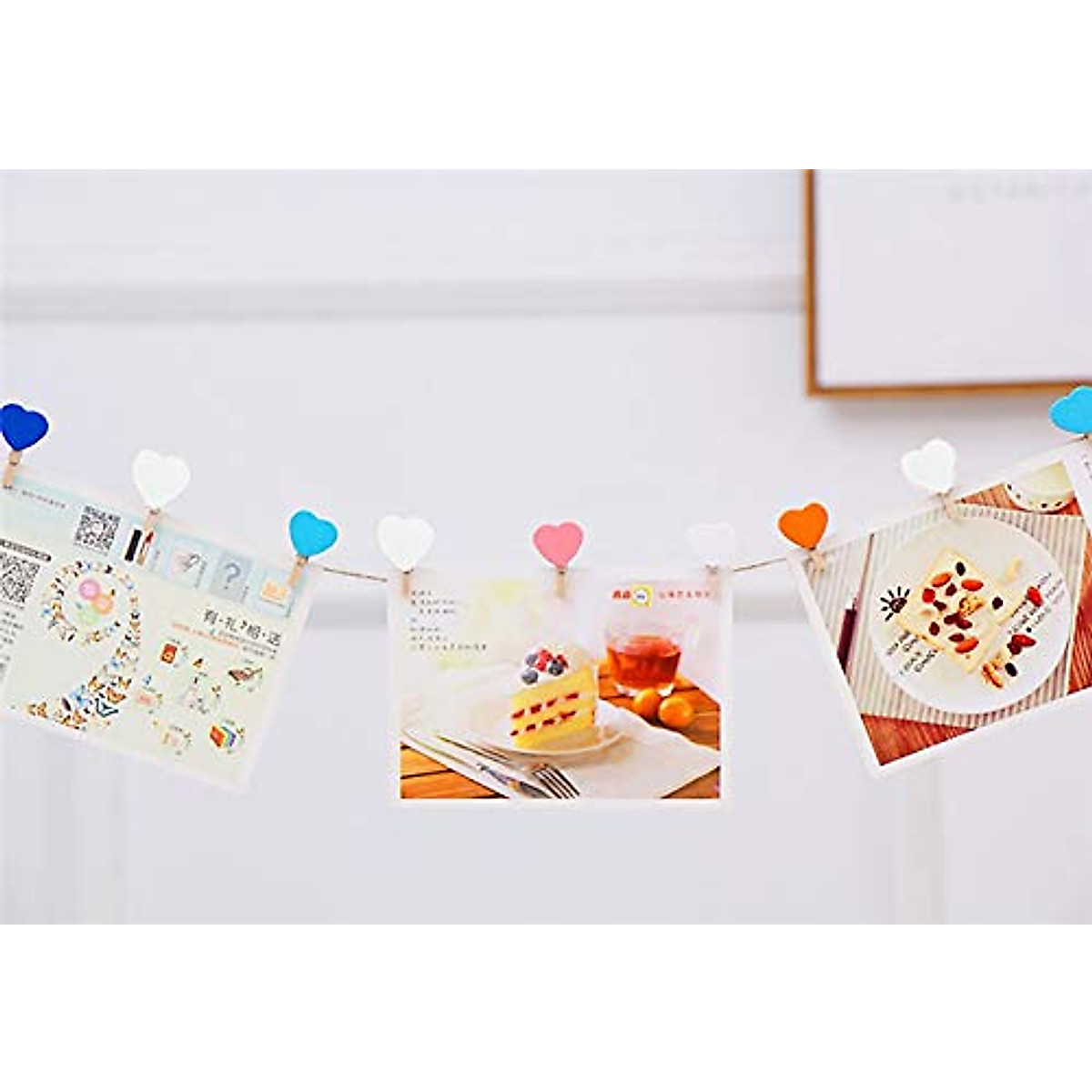 UUYYEO 50 Pieces Mini Heart Wooden Clips Clothespins Photo Paper Peg Pin Craft Decoration Clips Mix Color