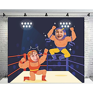 Wrestling Banner Wrestling Matches Pretend Play Party Game Backdrop Large Wrestler Warriors Fighting Face Sports Wrestling Ring Theme Decor Decorations for Boys Men Birthday Party Wrestling Party Supplies