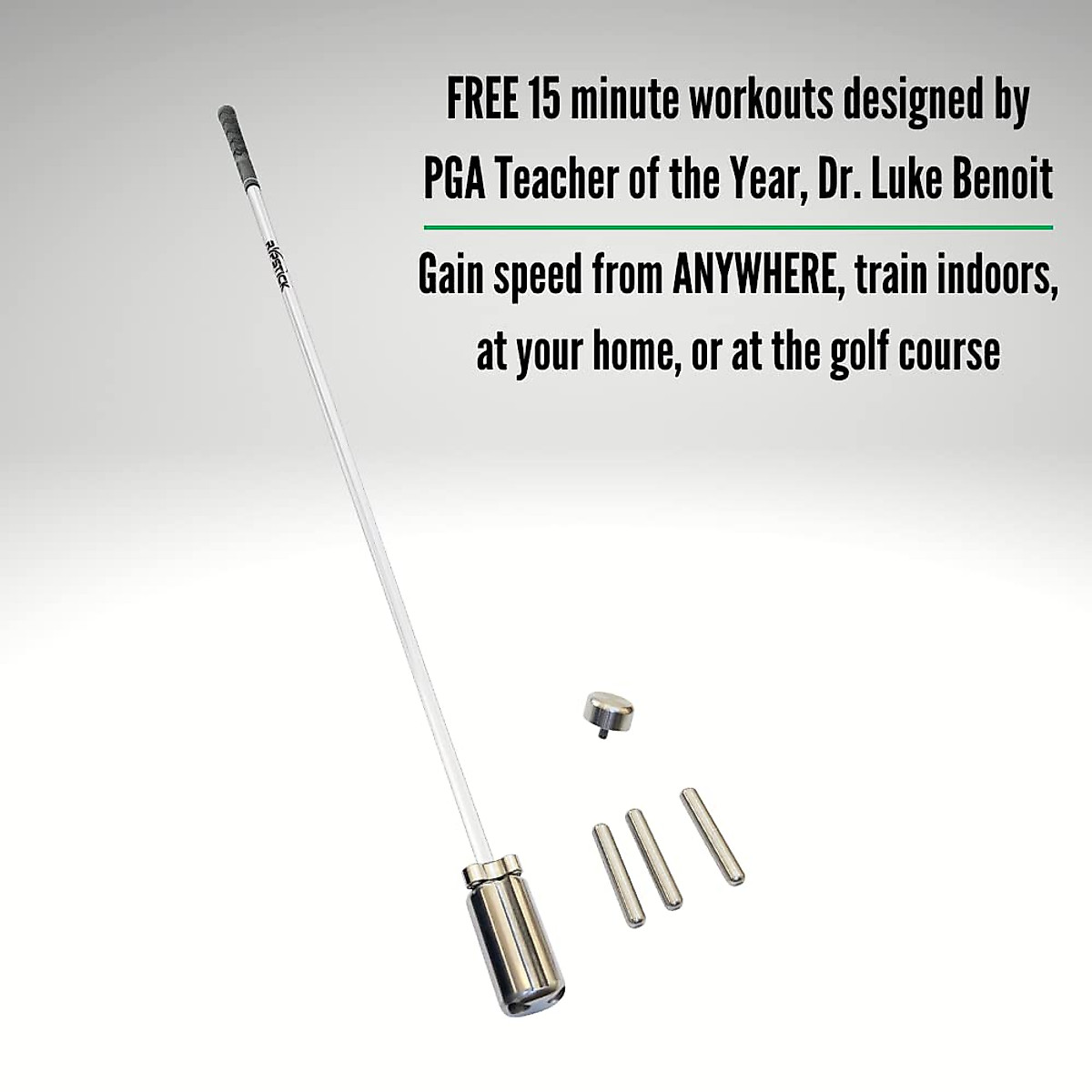 Rypstick | Golf Swing Trainer Device for Increased Distance - Golf Speed Trainer and Warmup Aid (Men's White 45”)