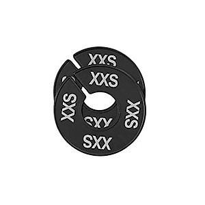 NAHANCO CBWKIT4 Black Round Clothing Size Divider with White Print for Home or Clothing Store, XXS-XXL, Kit of 40 (7 Sizes and Blank, 5 of Each)