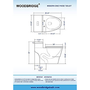 WOODBRIDGE T-0018/B-0735 Dual Flush Elongated One Piece Soft Closing Seat, Comfort Height, White T-0018/B0735, Modern Toilet