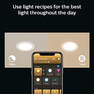 Philips Hue Slim 6" Downlight, White and Color LED Smart Light (Bluetooth Compatible), Voice Control with Alexa, Apple HomeKit & Google Assistant, 1-Pack
