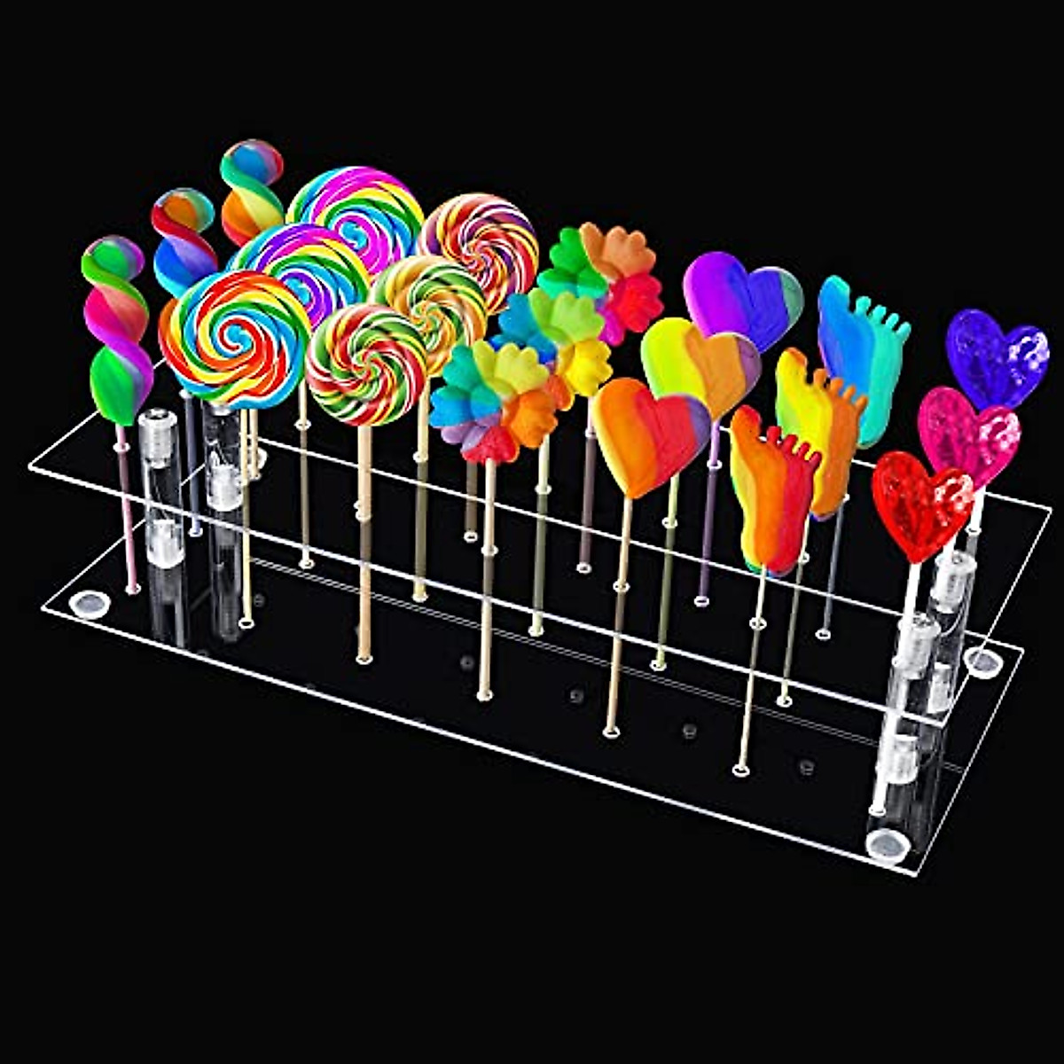 HOMOKUS Cake Pop Holder, 2 Pack Clear Acrylic Cake Pop Stand, 21 Holes Display Lollipop Stand Holder Clear Acrylic for Birthday Parties Weddings Baby Showers Candy Decorative