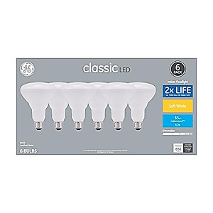 GE Classic 65 W Equivalent Dimmable Soft White R30 LED Light Bulbs, 6-Pack