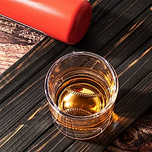 Baseball Whiskey Glass - 12oz Whiskey Glass by The Wine Savant - Perfect for Any Occasion, Baseball Lovers, Baseball Gifts, Baseball Themed Party, Baseball Birthday Gift Set (4)