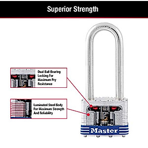 Master Lock 1TRILJ Outdoor Padlock with Key, 3 Pack Keyed-Alike,Silver