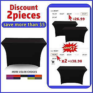 SEPARO -2 Pack, 6 ft Spandex Table Cover Fitted Rectangular Tablecloth Stretchable Fabric Lycra Tablecloth Wrinkle-Free for Party Dj Tradeshows Banquet Weddings Cocktail