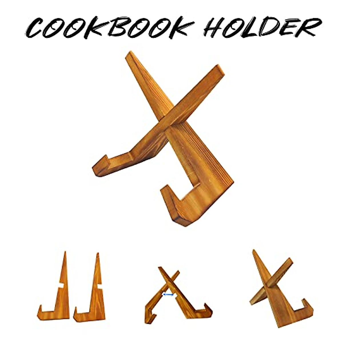 Cookbook Stand,Recipe Book Stand for Reading, Wood Book Stand -,Book Holder for Thick Cookbooks, Textbooks,Fits Small Counter or Desk Space,Portable Kitchen Hands Free Cook Book