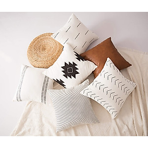 HOMFINER Faux Leather Throw Pillow Covers, 18 x 18 inch Set of 2 Thick Cognac Brown Modern Solid Decorative Square Bedroom Living Room Cushion Cases for Couch Bed Sofa