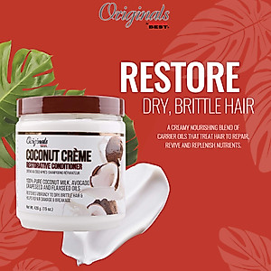 Africa's Best Originals by Crème Restorative Hair Conditioner Restores Vibrancy to Dry Brittle Hair Repairs Damage and Breakage 15 oz, green, coconut, 1 Count