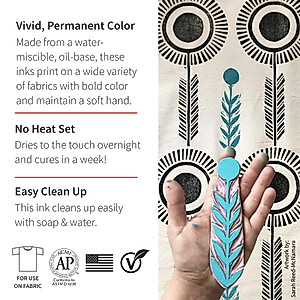 Speedball Fabric Block Printing Ink, 2.5 oz, Black, Non-Toxic Water-Miscible, No Heat Setting Required, Made in USA