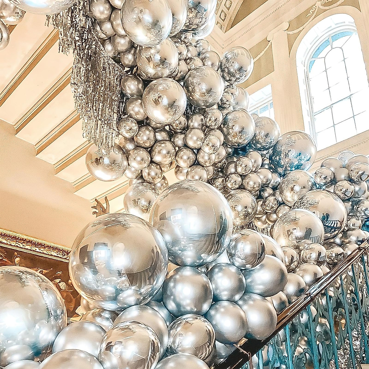 PartyWoo Metallic Silver Balloons, 51 pcs 12 Inch Silver Metallic Balloons, Silver Balloons for Balloon Garland or Arch as Wedding Decorations, Birthday Decorations, Party Decorations, Silver-G102