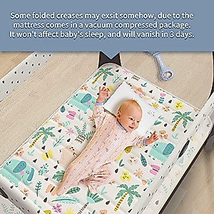 Moonlight Family Noiseless 3” Pack n Play Mattress, 38”x26” Premium Foam Portable Pack and Play Mattresses, Odorless & Steady Playard Mattress fits ONLY Playpens (28.5 * 39.5"), Elephant