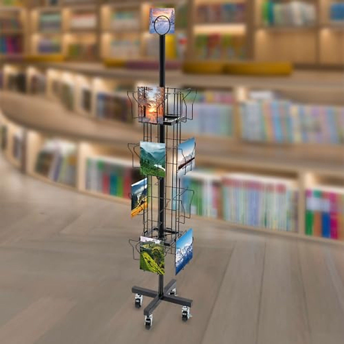 HuaShuani 16 Pockets Greeting Card Rack, Postcard Rotating Display Metal Stand, Pocket Rotating Holder, Suitable for Gift Shops, Craft shows and Supermarkets