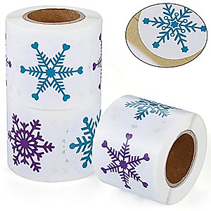 GESKS Multiple Snowflakes Stickers 1000 PCS Xmas/Winter Wonderland/Holiday Party Favors Decorations Cards Envelope Seals Sticker Decals,12 Different Design(Christmas Snowflake)