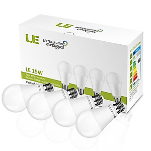 LE Dimmable 100W Bulbs Equivalent, 15W 1500LM, A21 E26 LED Light Bulbs, 200° Beam Angle, 2700K Warm White, Pack of 4