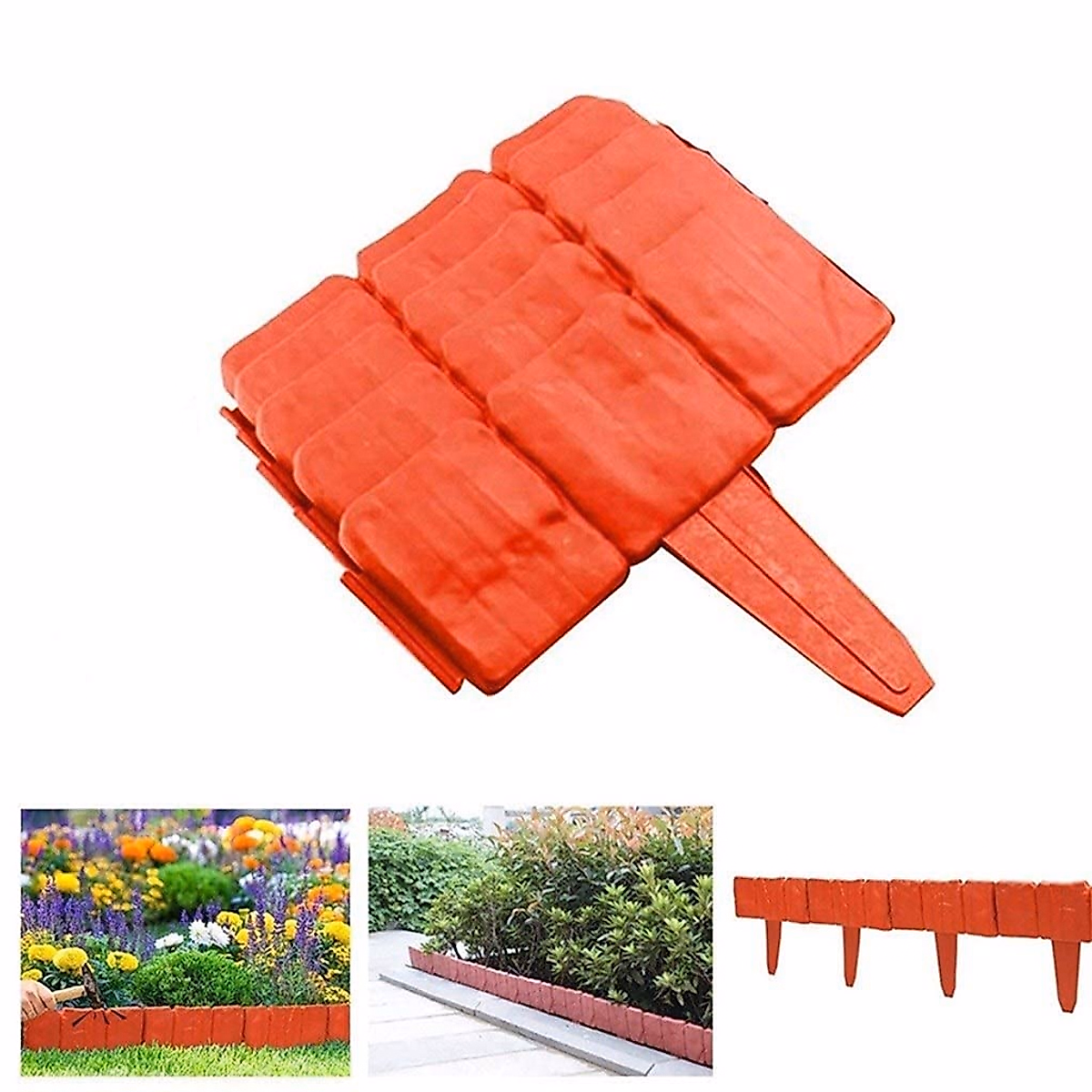 HOUKAI 20Pcs Edging Cobbled Stone Fencing Garden Fence Effect Plastic Lawn Plant Border Decorations