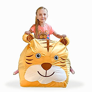 Peaceful Tiger- Stuffed Animal Storage Bean Bag - Stuffable Zipper Beanbag for Organizing Children Plush Toys - Beanbag Cover without Filling - Soft Toy Storage Holder & Chair for Boys & Girls