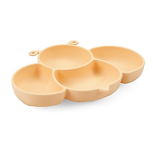 PandaEar Silicone Suction Plates with 3 Spoons Forks for Babies & Toddlers| Divided Unbreakable Toddler Plate| Baby Led Weaning Supplies Self Feeding Eating Utensils| BPA-Free