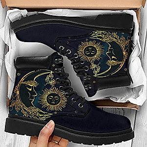 Women Ankle Boots Autumn and Winter Fashion Print Pattern Comfortable Round Toe Square Heel Lugs Woman