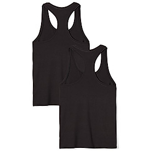 Amazon Essentials Women's Tech Stretch Racerback Tank Top (Available in Plus Size), Pack of 2, Black, Medium