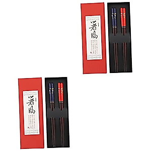 UPKOCH 4 Pairs Wood Chopsticks Travel Utensil Set Asian Gifts Travel Set Reusable Wooden Chopsticks Korean Chopsticks Chinese Wooden Chopsticks Couple Chopsticks for Eating Hot Pot Gift