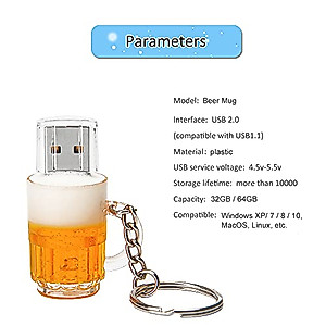 USB Flash Drive 64GB Cute Beer Mug Shaped USB Drive Thumb Drives USB 2.0 Memory Stick for External Data Storage