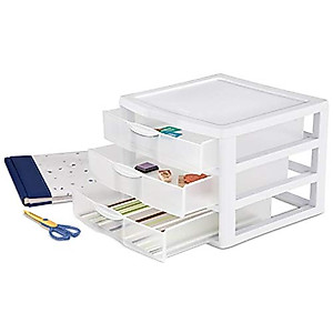 New Sterilite White & Clear Countertop 3-Drawer Desktop Storage Unit (4 Pack)