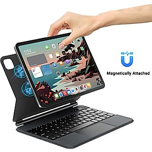 edaiser Magic iPad Keyboard Case; 10.9 inch 2022 iPad Air 5th 2020 4th Generation and iPad Pro 11 3th 2nd 1st Gen 2021 2018 Smart Touch Keyboard with Trackpad Bluetooth Backlit Folio Magnetic Leather