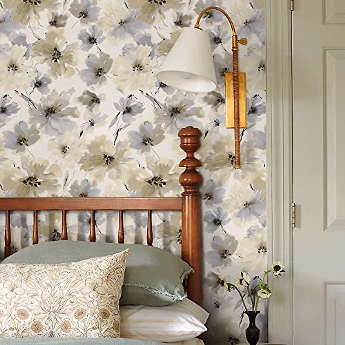 JiffDiff Watercolor Flower Peel and Stick Wallpaper Floral Peel and Stick Wallpaper Honey Wheat Yellow Wallpaper Stick On Wallpaper