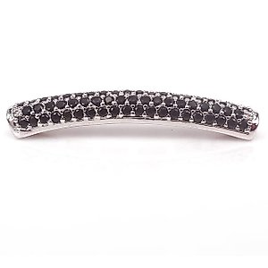 Davitu Fashion CZ Jewelry Findings Spacer Beads Curve Tubes Gold/Rose Gold/Silver/Black Color for Bracelet DIY Jewelry Making,28*4mm - (Color: Silver)