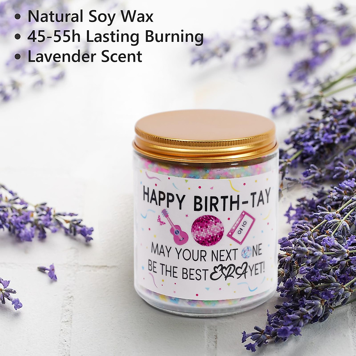 Birthday Gift Candle Sets, Music Themed Birthday Merch with Makeup Bag, Jewelry Case, Lavender Handmade Candle, Birthday Card are in a Gift Box, Friendship Birthday Gifts for Women Girls