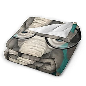DJ Elephant Throw Blanket Decorative Flannel Throw Super Soft Cozy Lightweight Blankets for Couch Bed Sofa All Season 50x60 inch