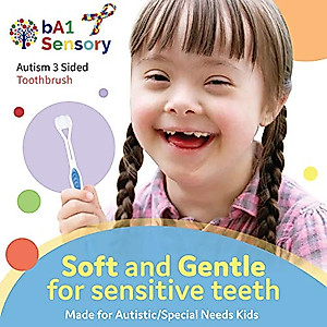 bA1 Health - 3-Sided Specialty Toothbrush (Complete Coverage) - Autism, ASD, Special Needs, Sensory, Perio Brush for All Kids/Adults - Best for Sensitive Gums and Teeth! Choose From 4 Colors