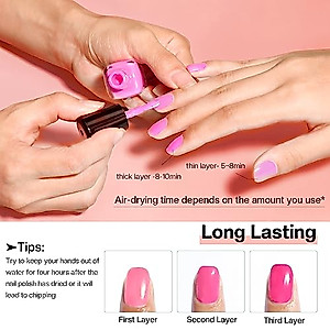 Morovan 15-Color Pink Air Dry Nude Nail Set - 0.25oz Non Gel Fingernail Polish Kit Gift Set for Women