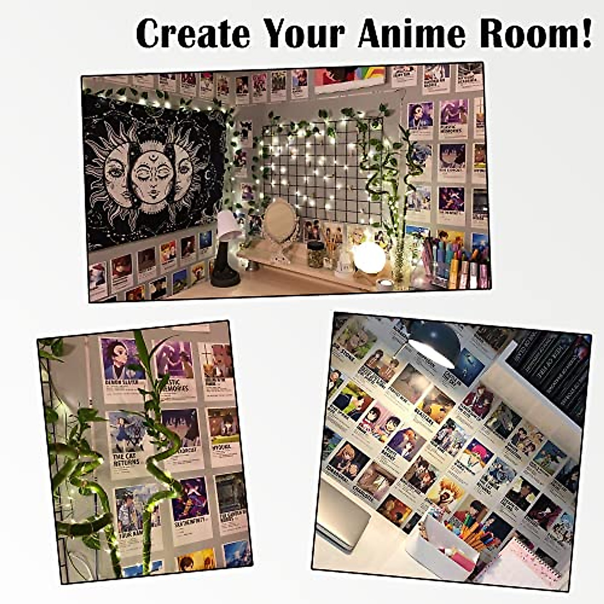 Anime Room Decor Aesthetic Anime Posters, Anime Stuff for Bedroom, 60pcs Anime Prints for Anime Wall Decor, Cute Manga and Anime Wall Collage, Aesthetic Kawaii Decor, Anime Gifts for Men, Women, Teens