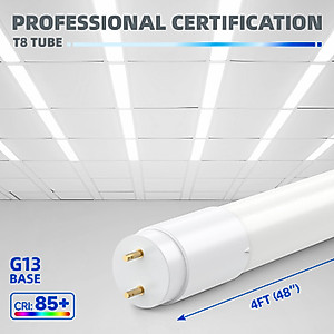 Barrina T8 Led Bulbs 4 Foot, Led Bulbs 4FT 5000K, Plug & Play or Ballast Bypass, Fluorescent Replacement, 18W 2300LM, Single-End & Dual-End, 16 Packs