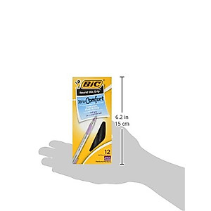 BIC Round Stic Grip Xtra Comfort Ballpoint Pen, Medium Point (1.2mm), Purple, 12-Count