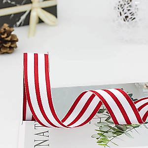 Fabric Ribbons Red and White Plaid Ribbon for Crafts, Grosgrain Striped Ribbon for Gift Wrapping, 1 Inch Organza Polka Dot Ribbon, 30 Yard