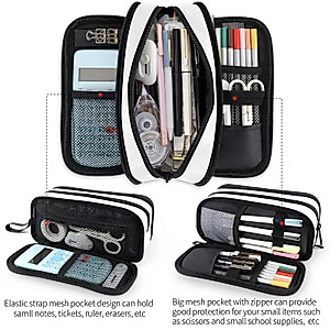 Fustylead Mom and Baby Elephants Nylon Pencil Bag Large Storage Pouch Pen Case Makeup Bag Simple Stationery Bag School College Office Organizer for Teens Boys Girls Student