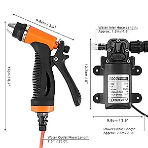 Car Washer Kit - Portable Pressure Washer 12V Water Pump Car Washer, 100W 130PSI, Electric High Pressure Water Washing Kit for Car, Garden, Home, Cleaning, Pet Shower