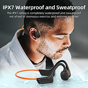 CelsusSound Bone Conduction Headphones,Open-Ear Bluetooth Sport Headphones with Mic, Wireless Earphones,Sweatproof Headphones for Running and Workouts(Orange)