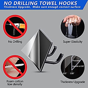 MOPMS Towel Hooks for Bathroom - Adhesive Hooks Heavy Duty - Wall Double Hooks with 5 Pack Solid Glue - Stainless Steel Stick on Hooks for Hanging Coat Key Hat Razor and Key Holder