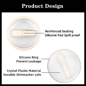 2 Pack 40 oz Tumbler Flip Straw Lid Replacement fit for Stanley Quencher, Spill Proof Splash Resistant Tumbler Lids, Reusable Tumbler Cover for flip straw lid（Black + White）