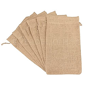 CleverDelights 6" x 10" Burlap Bags with Drawstring - 10 Pack